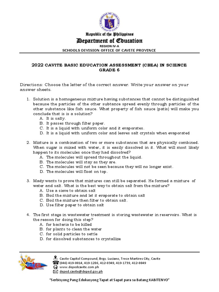 E CBEA - Science 6 | PDF