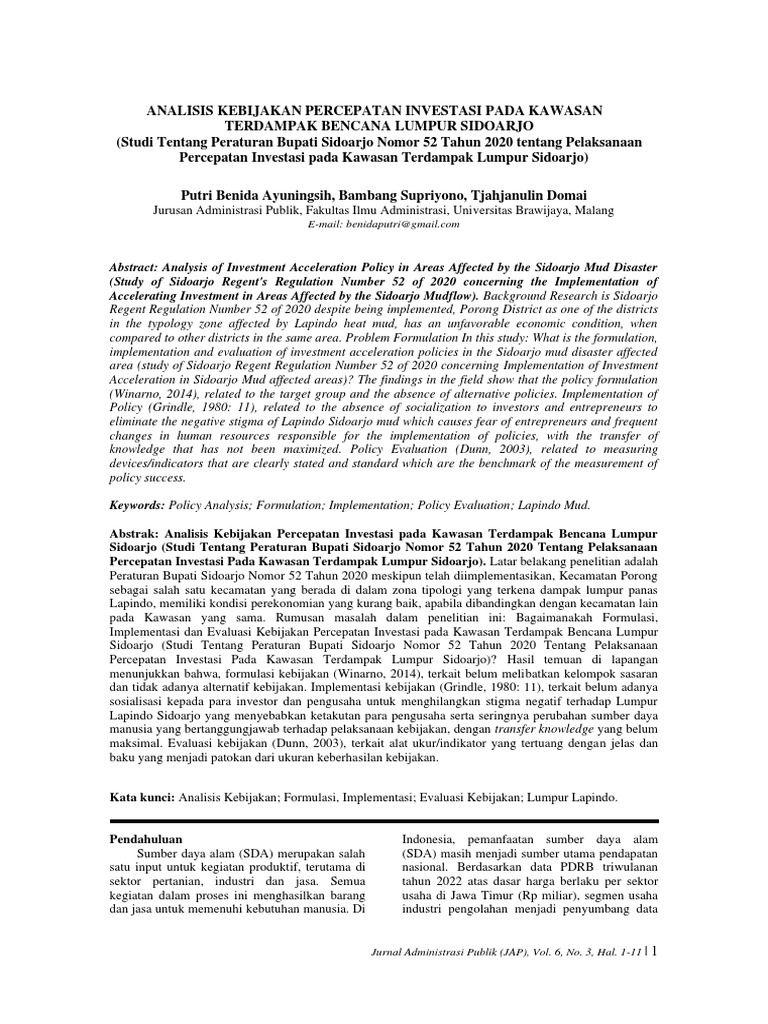 Jurnal JAP Putri Benida - FIA UB | PDF | Cognition | Indonesia