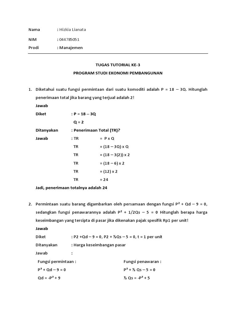 TUGAS 3 Matematika | PDF