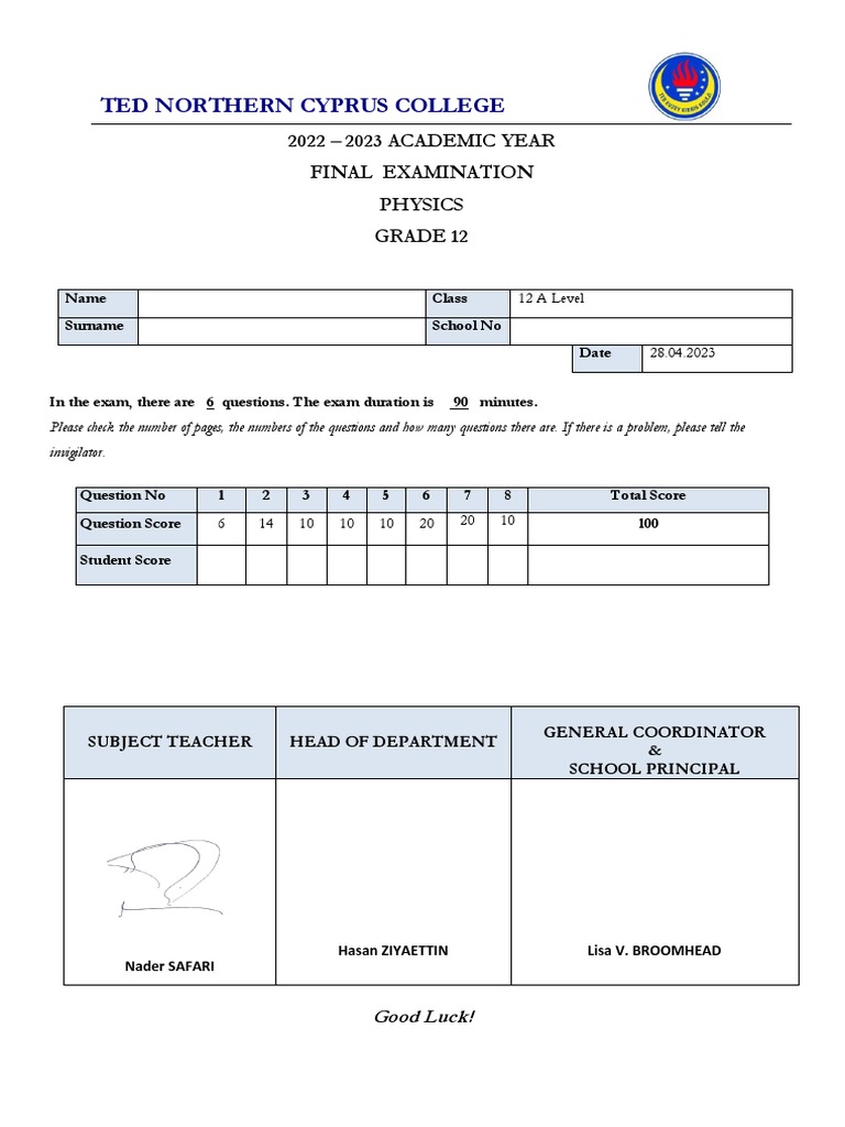 Grade 12 Physics Exam | PDF | Orbit | Oscillation