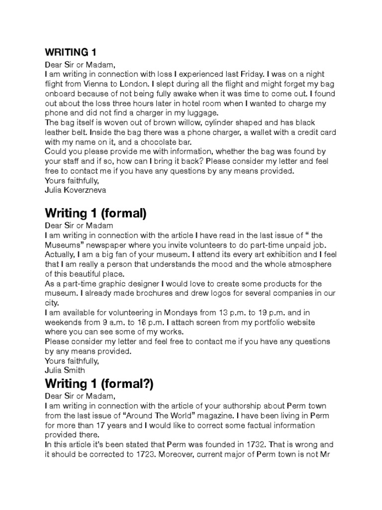 IELTS General Writing 1 Formal | PDF | General Fiction