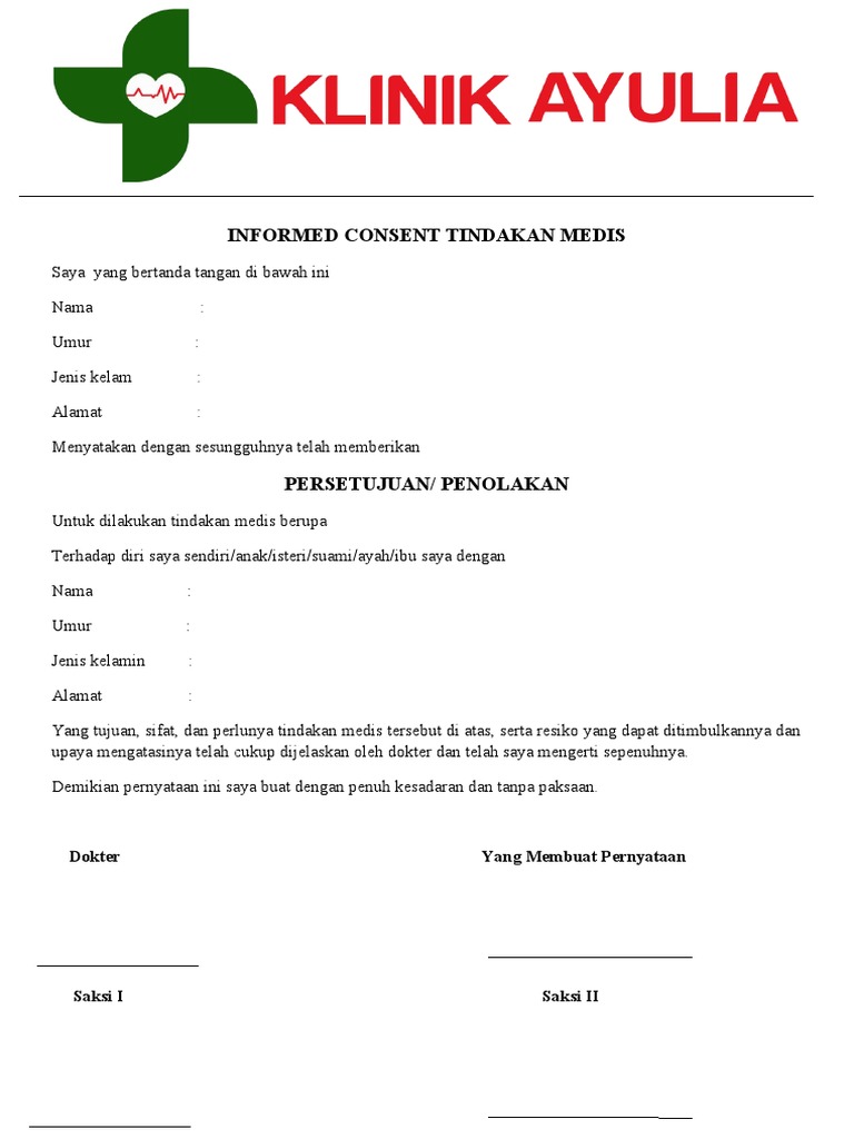 Formulir Persetujuan Tindakan Medis | PDF | Pengembangan Diri