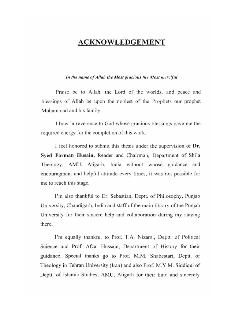 05 Acknowledgement | PDF | Abrahamic Religions