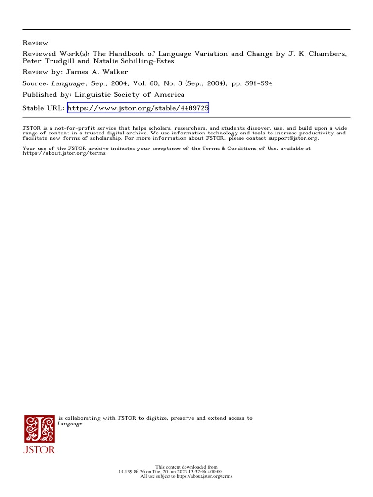The Handbook of Language Variatiom and Change | PDF | Linguistics ...