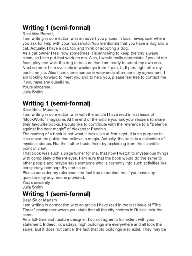 IELTS General Training Writing 1 Semi-Formal | PDF