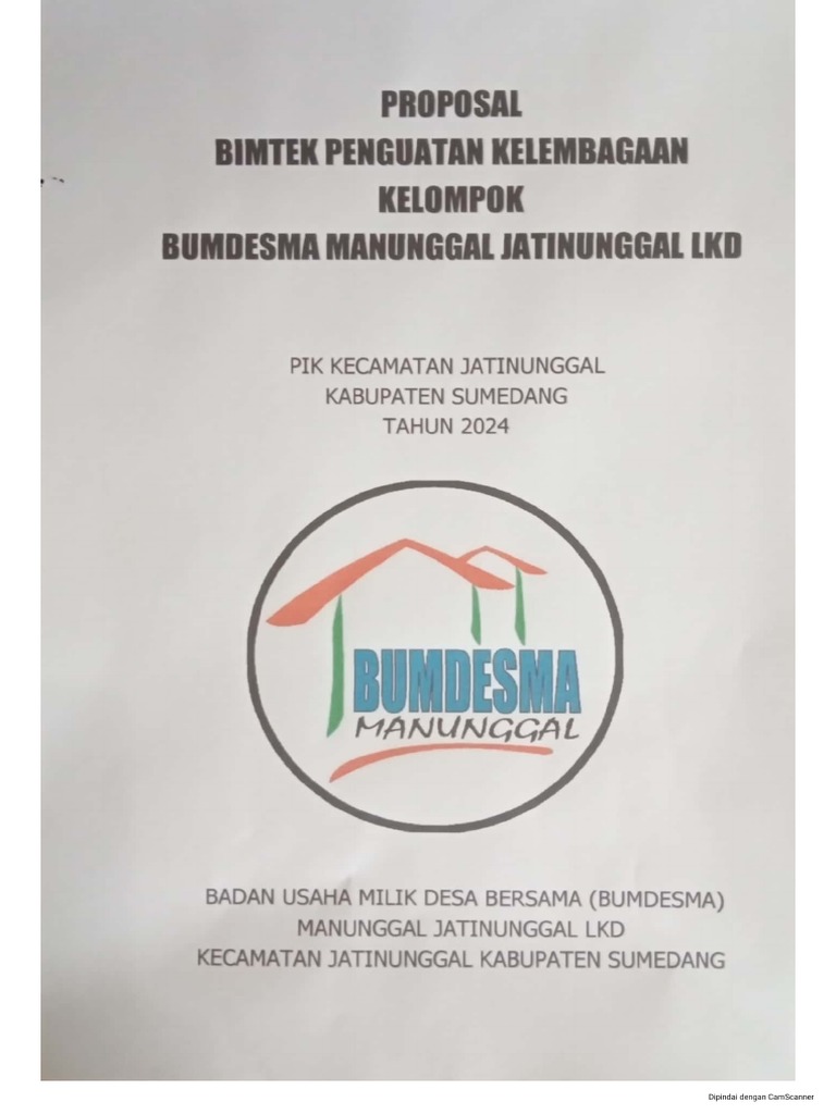 Proposal Bimtek Penguatan Kelembagaan Kelompok BUMDESMA MANUNGGAL | PDF