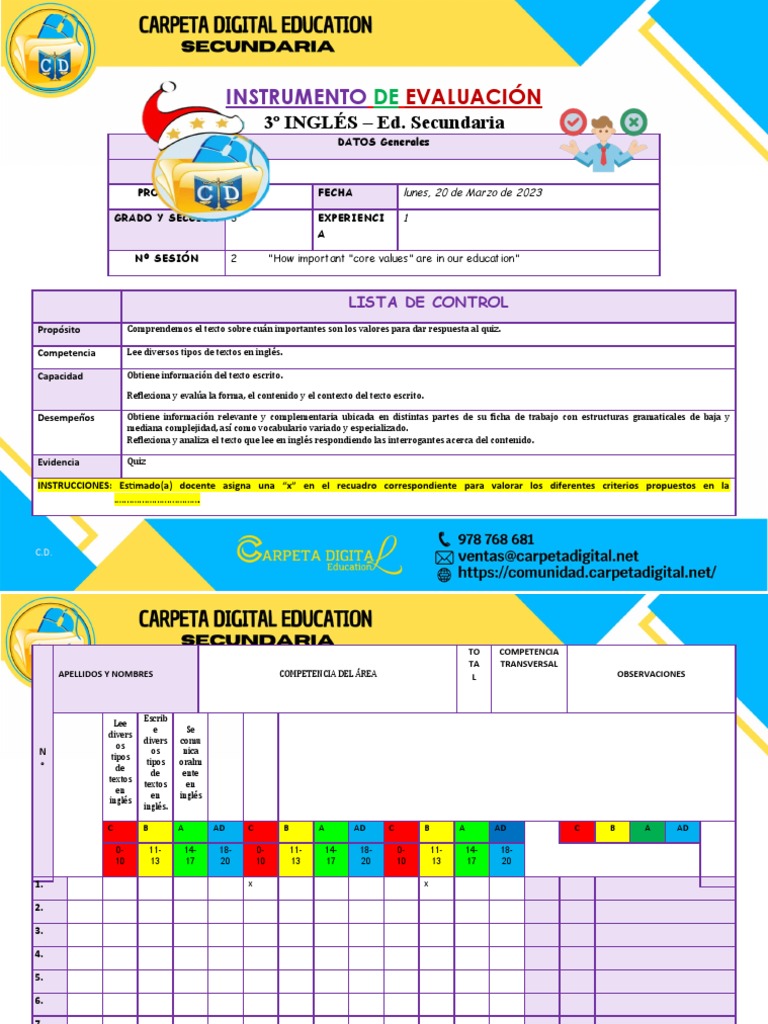 3° y 4° - Instrumento de Evaluación - Lista de Control2 - Eda1 | PDF