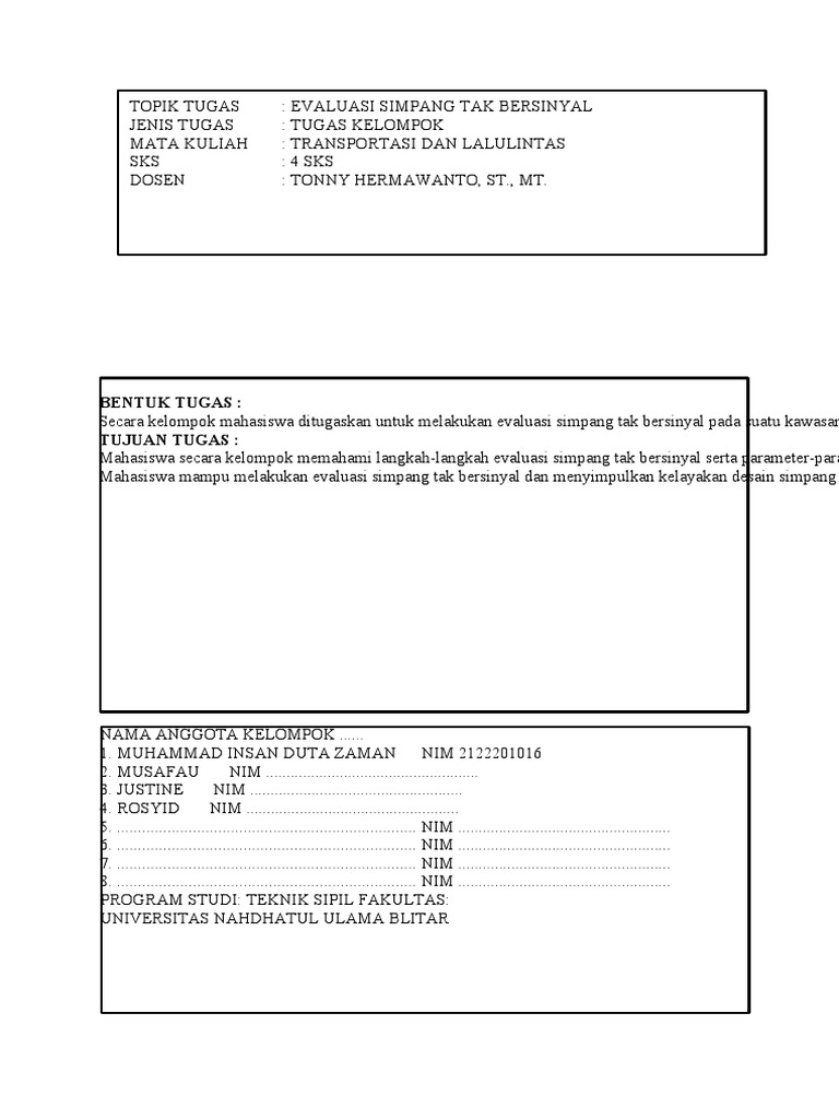 Kel. 3 - Simpang Tak Bersinyal | PDF