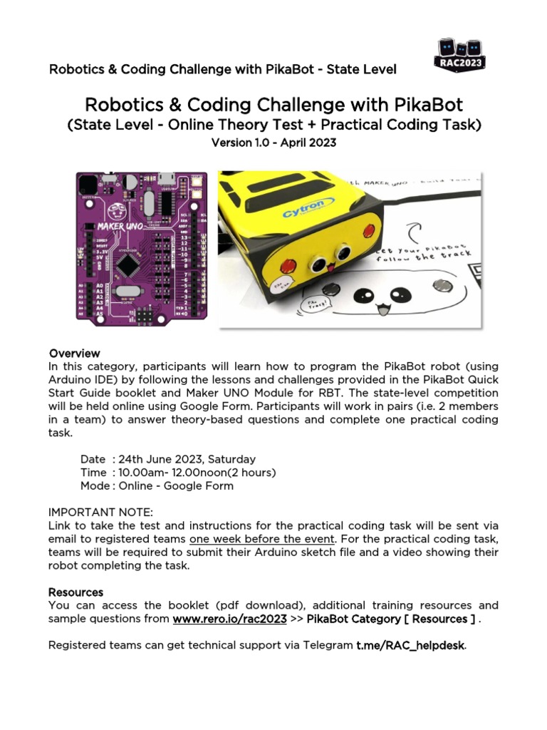 Game Rules - Robotics & Coding Challenge With PikaBot RAC2023 (State ...