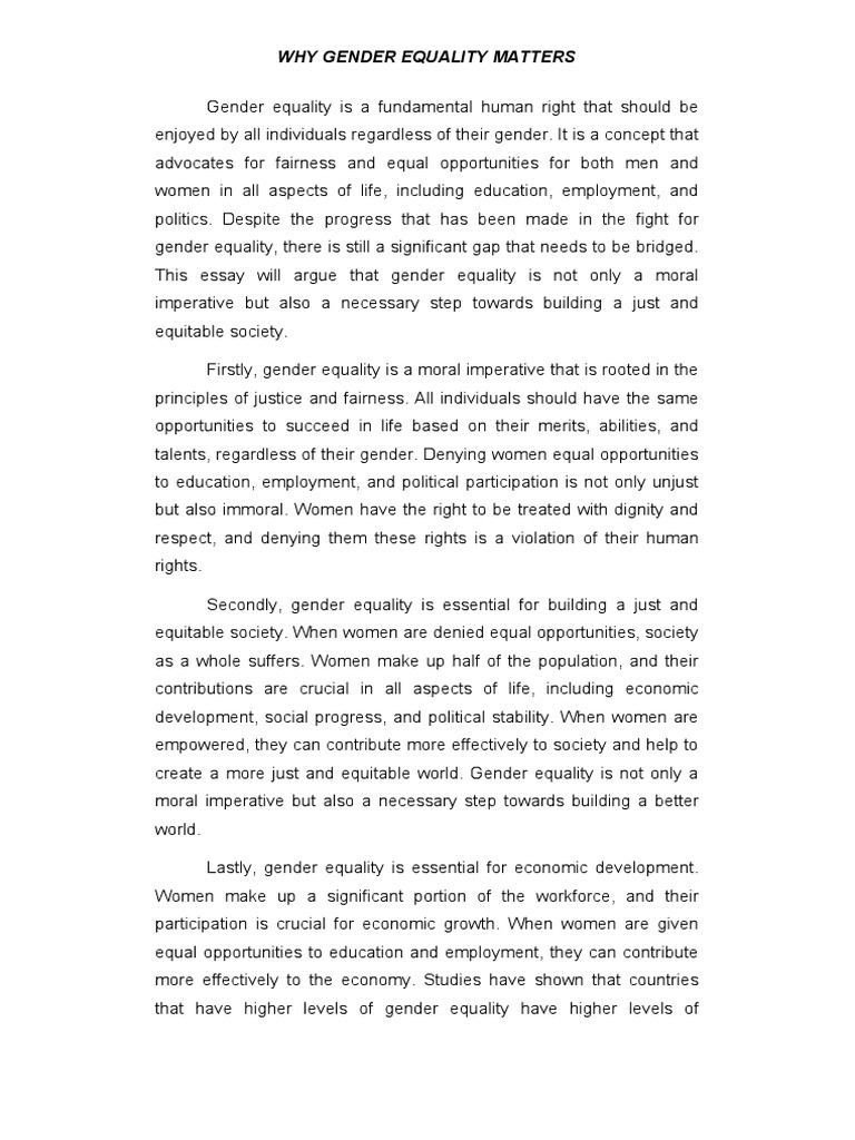 Why Gender Equality Matters | PDF | Social Equality | Social Justice