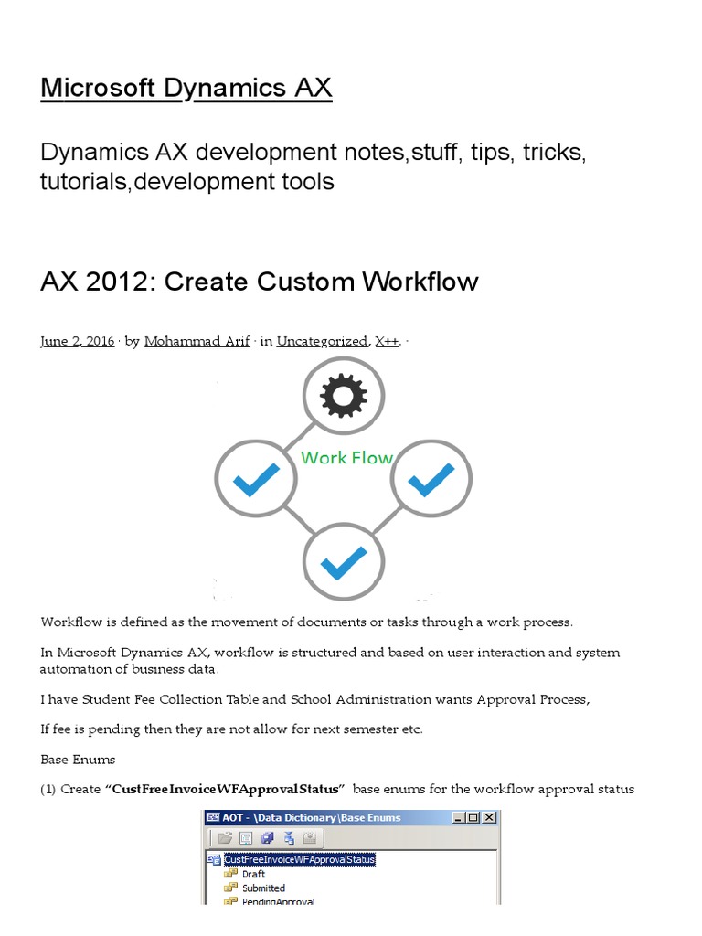 AX 2012 Create Custom Workflow Microsoft Dynamics AX | PDF | Systems Engineering | Computer ...