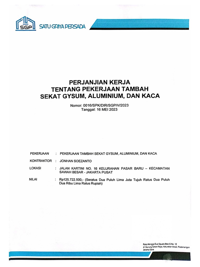 Surat Perjanjian SGP | PDF