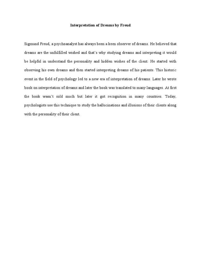 Interpretation of Dreams by Freud | PDF