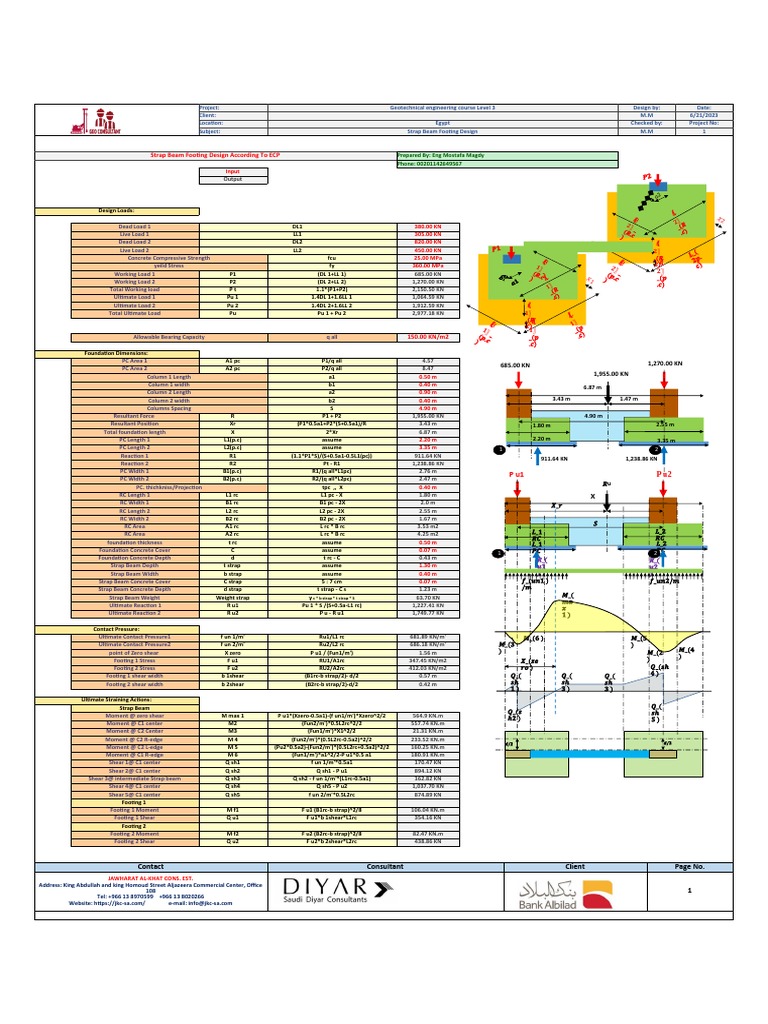 Strap Beam Footing Design Overview | PDF | Continuum Mechanics ...