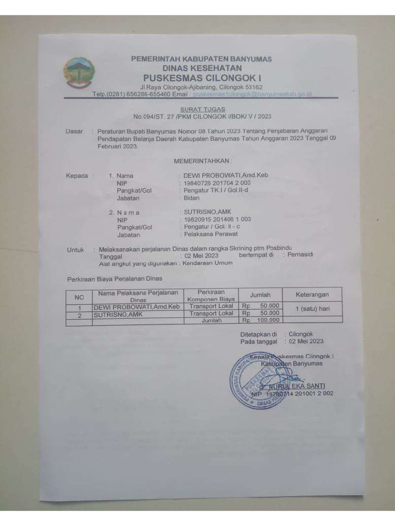 SPPD Bukti Kegiatan Posbindu | PDF