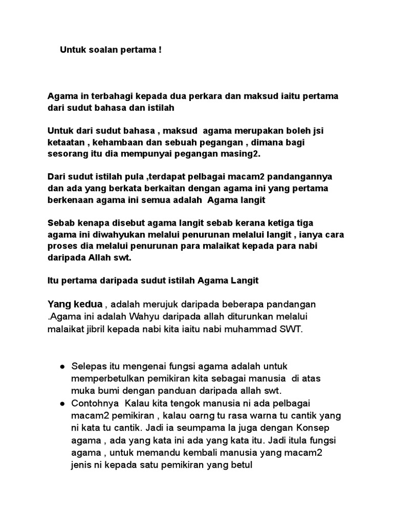 Skrip Untuk Ayat Presentation Pengajian Islam . | PDF