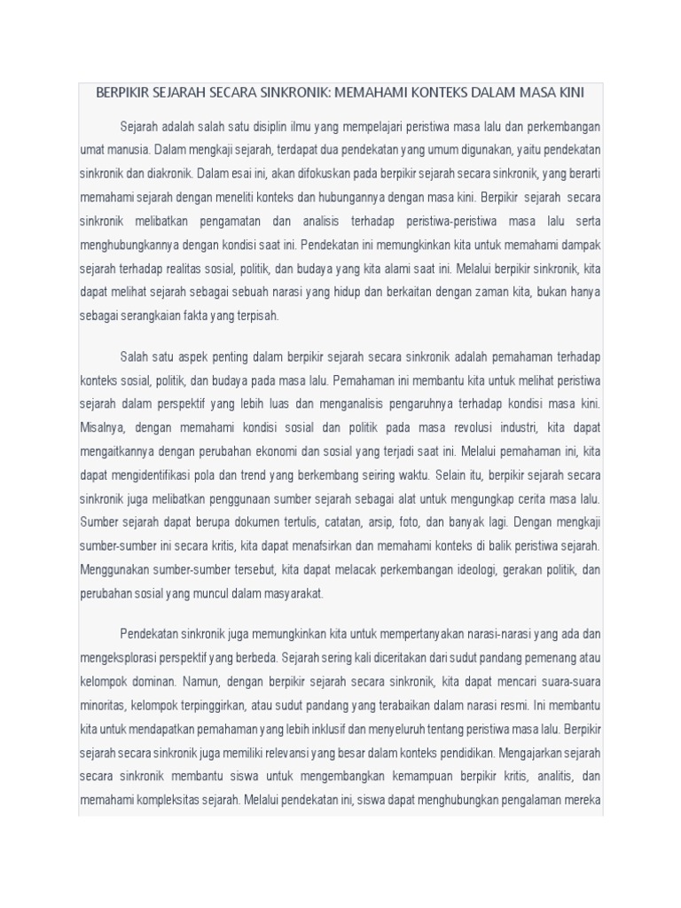 Berpikir Sejarah Secara Sinkronik | PDF