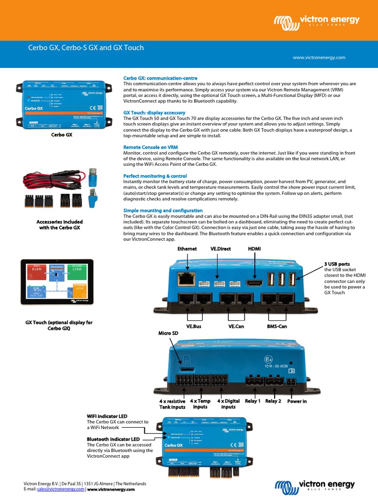 Victron Energy Cerbo GX Data Sheet | PDF