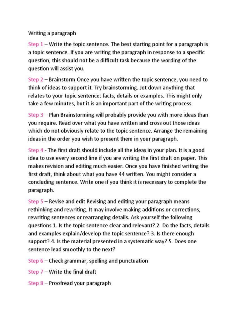 Steps for Writing a Paragraph | PDF