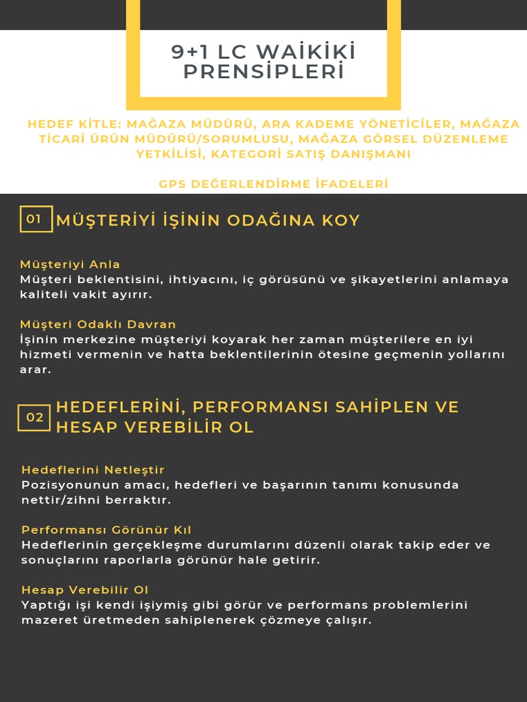 9+1 LC Waikiki Prensipleri - GPS Değerlendirme İfadeleri | PDF