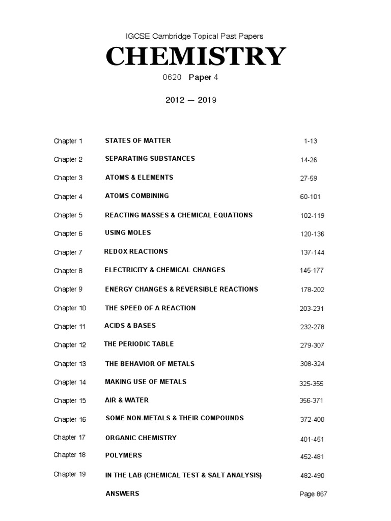 Chemistry p4 | PDF | Chemistry | Chemical Substances