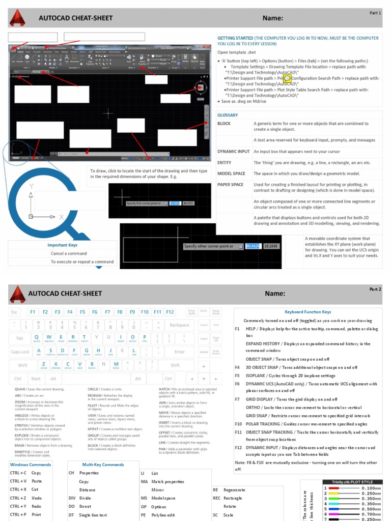 AutoCAD Cheat Sheet | PDF | Control Key | Input/Output