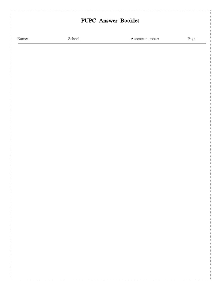 PUPC answer booklet-online | PDF