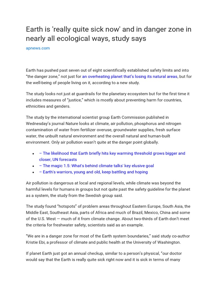 Earth in Danger | PDF | Climate Change | Pollution