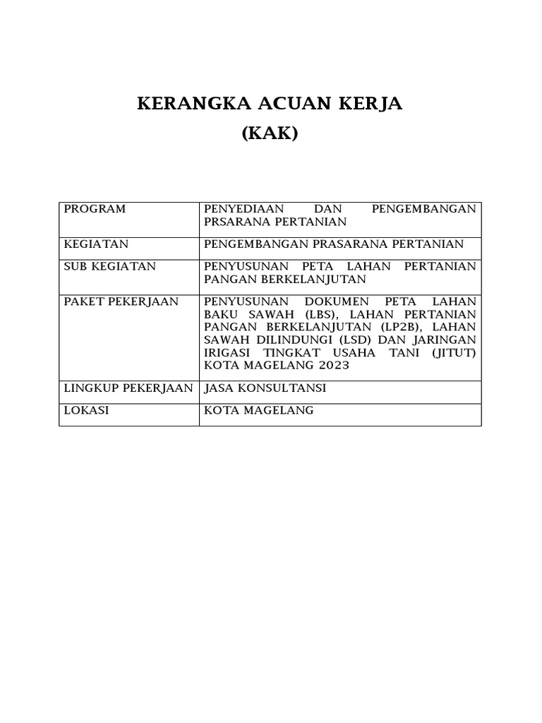 KAK Penyusunan Peta LP2B | PDF