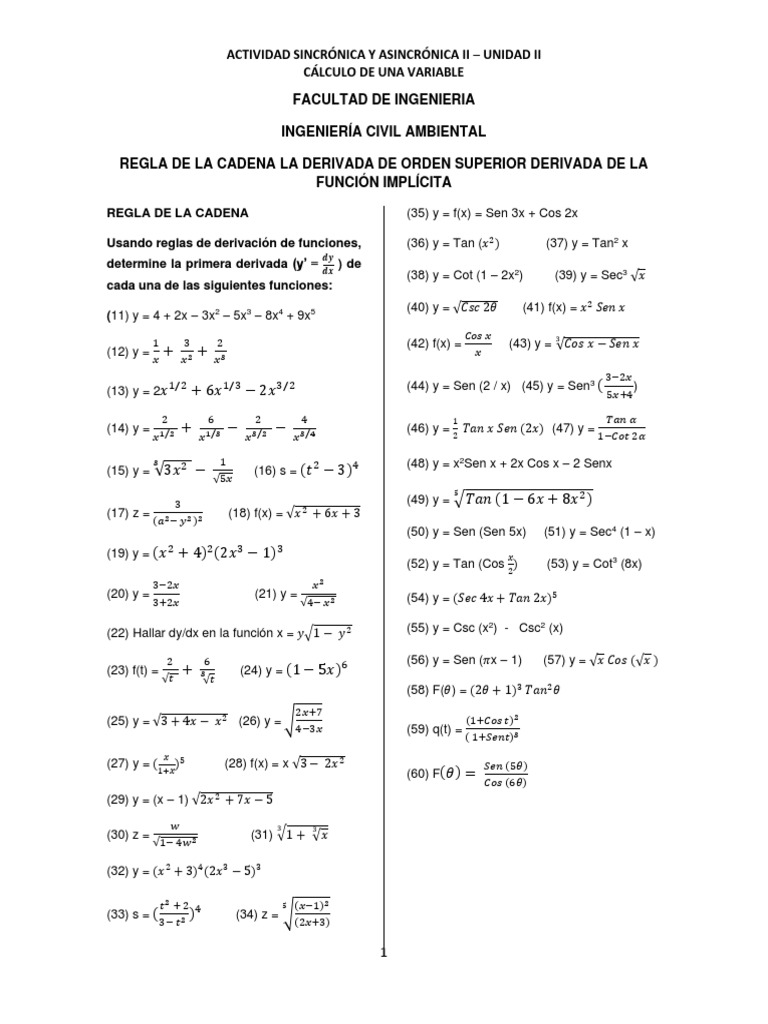 REGLA DE LA CADENA - SUPERIOR - IMPLÍCITA | PDF | Sustracción | Calculo diferencial