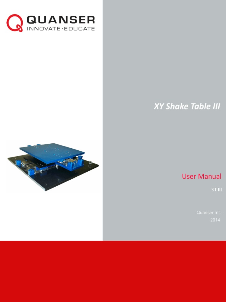 Made For Science Quanser Shake Table III Xy UserManual | PDF