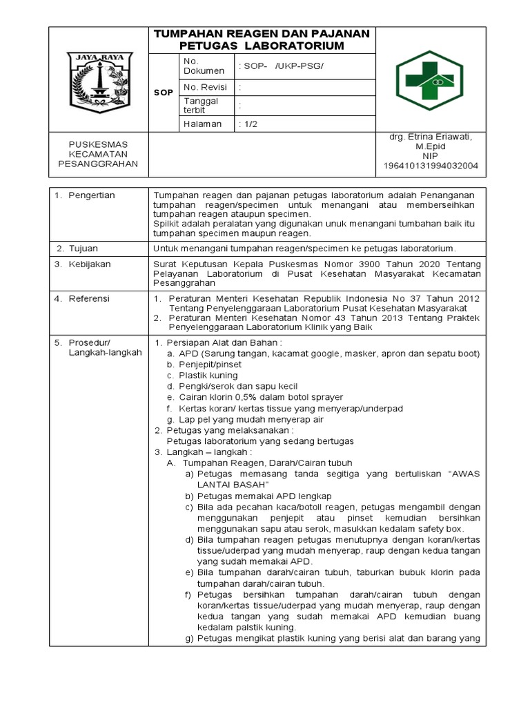 Penanganan Tumpahan Reagen Laboratorium | PDF | Sains & Matematika