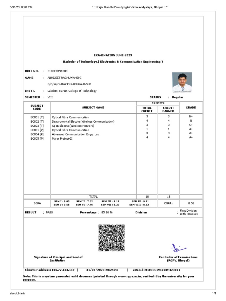 Rajiv Gandhi Proudyogiki Vishwavidyalaya, Bhopal | PDF | Computer ...
