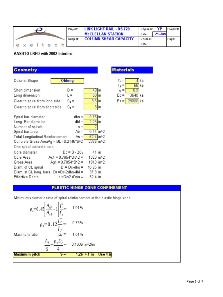 Column Shear Capacity Analysis Report | PDF | Bending | Stress (Mechanics)