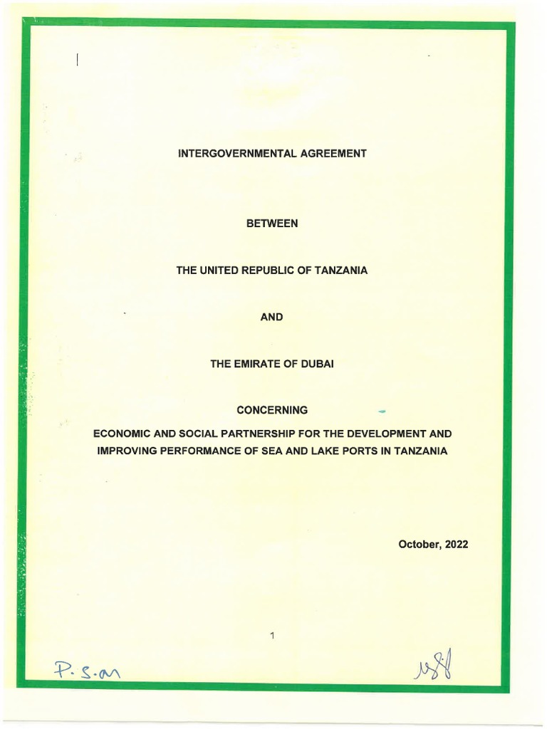 Intergovenmetal Agreement TZ - Dubai DP World | PDF