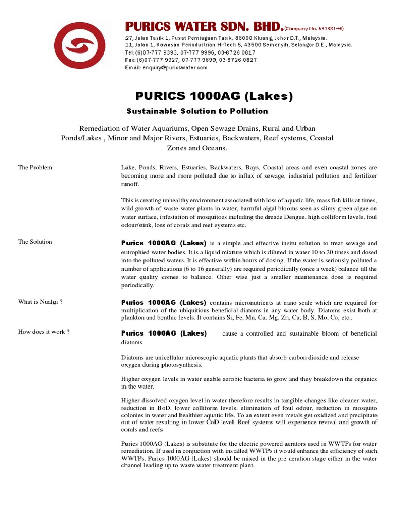 Purics 1000AG (Lakes) | PDF