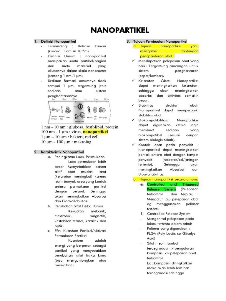 Definisi dan Pembuatan Nanopartikel | PDF