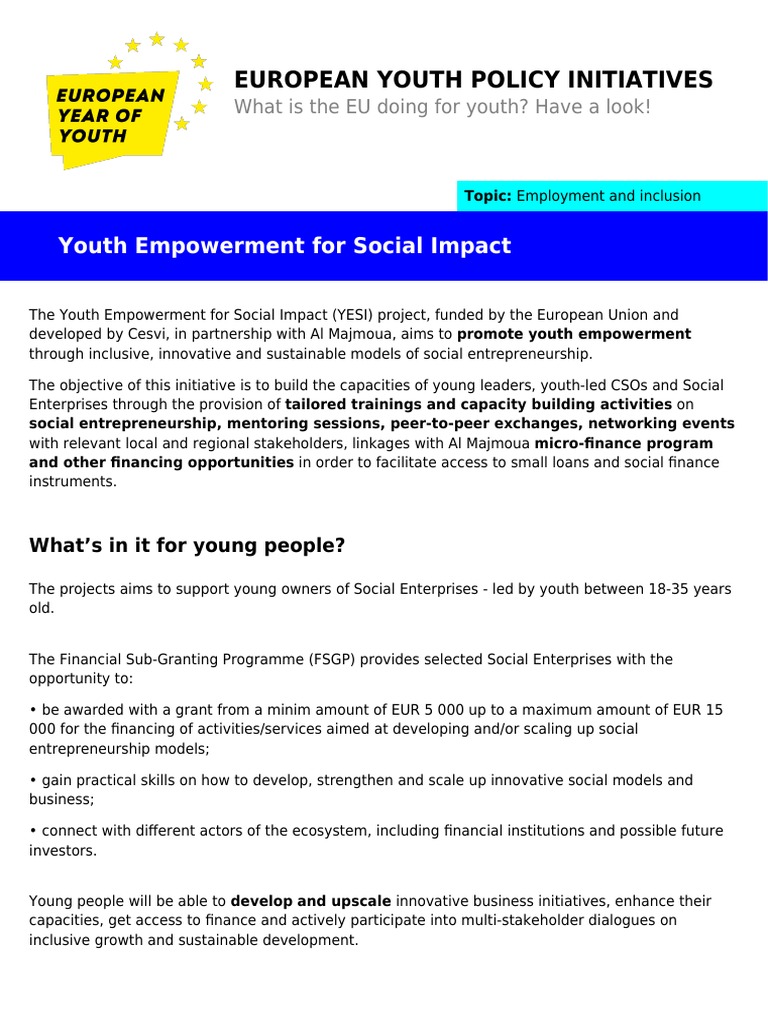 Youth Empowerment For Social Impact | PDF