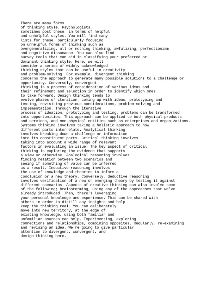 Principles of Various Thinking Styles | PDF Principles of Various Thinking Styles | PDF