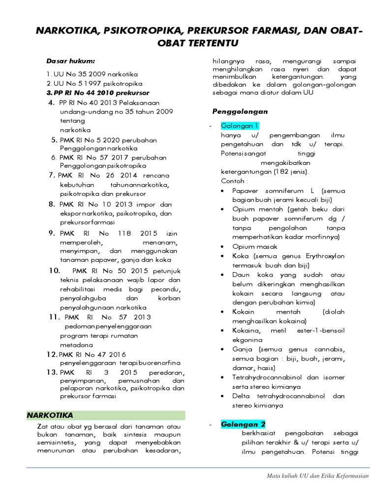 Narkotika, Psikotropika, Prekursor Dan OOT | PDF