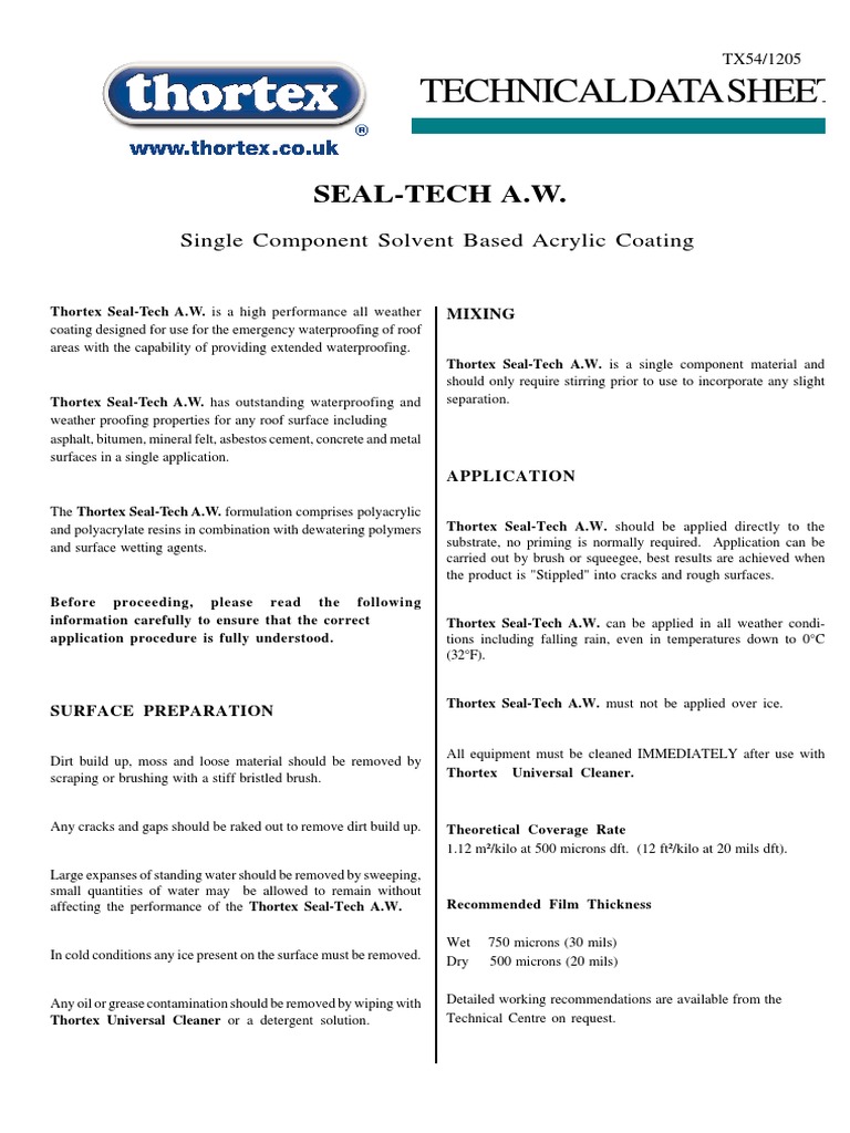 Seal Tech Aw Data | PDF | Coating | Asphalt