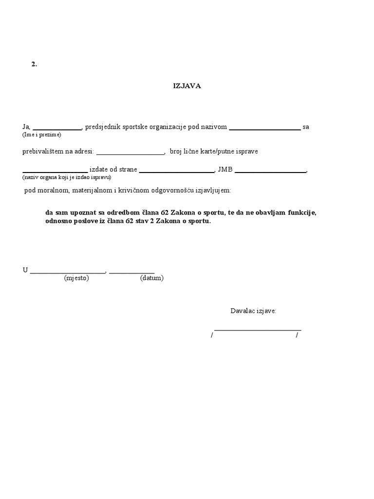 Izjava 2 | PDF