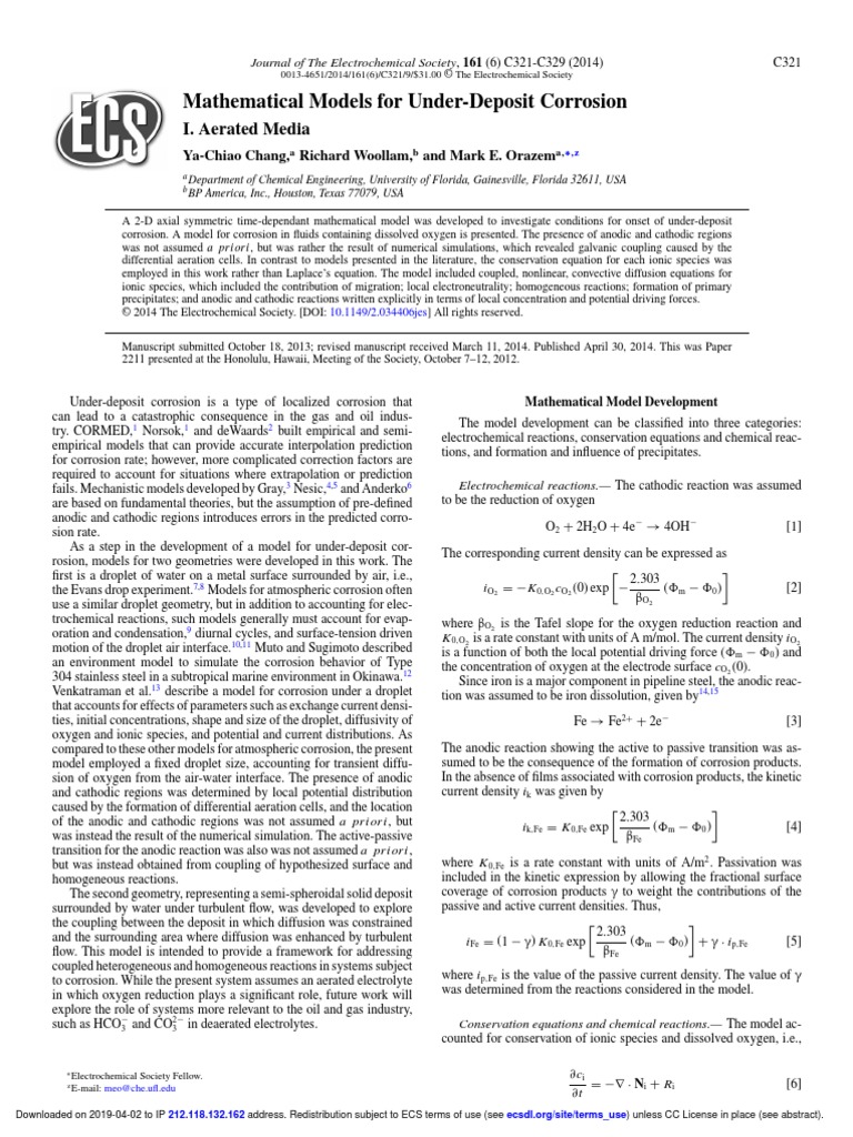 Under-Deposit Corrosion Modeling | PDF | Corrosion | Electrochemistry