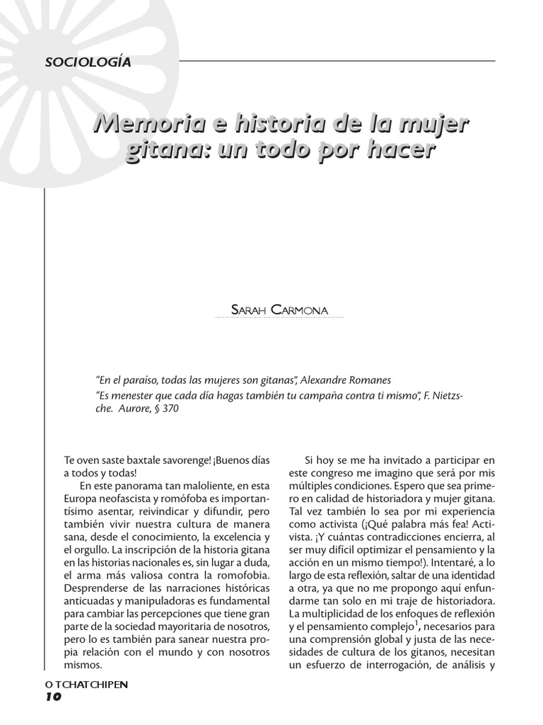 Memoria e Historia de La Mujer Gitana Sarah Carmona | PDF | Pueblo ...