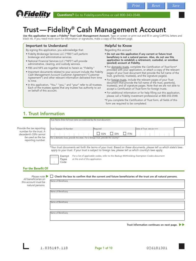 Cash Management Account Application Trust | PDF | Trust Law | Identity ...
