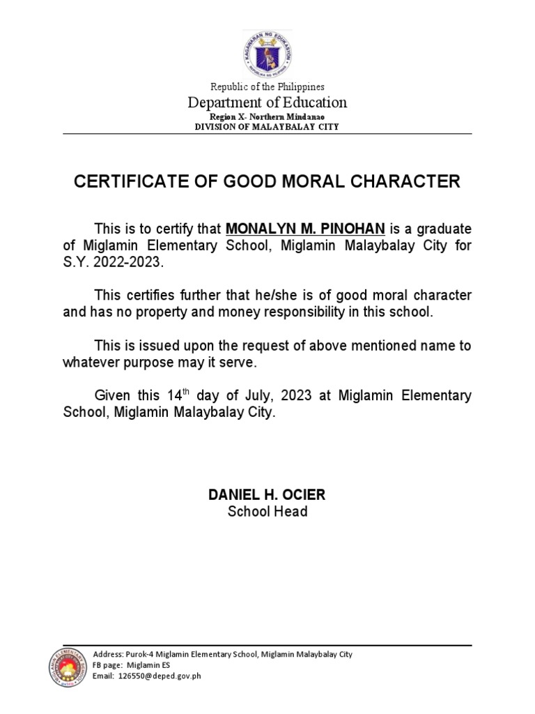 Good Moral Character | PDF