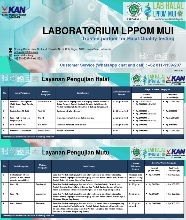 Layanan Uji Halal dan Mutu LPPOM MUI | PDF