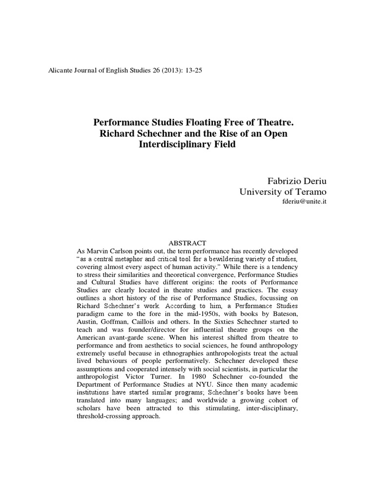 Performance Studies Floating Free of The | PDF | Rituals | Anthropology