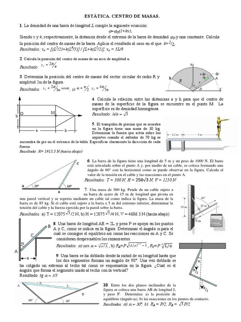 Estática. Centro de Masas | PDF | Física Aplicada e Interdisciplinaria ...