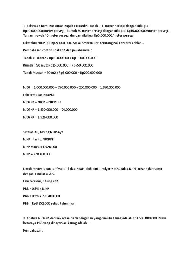 Soal Perhitungan PBB | PDF